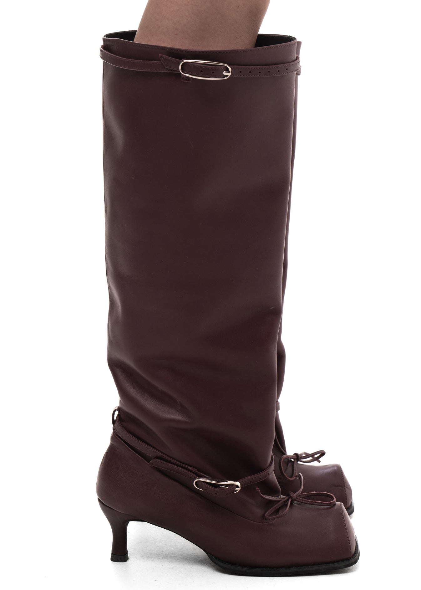 HOFA KNEE HIGH BUCKLE BOOTS BORDEAUX – Urte Kat