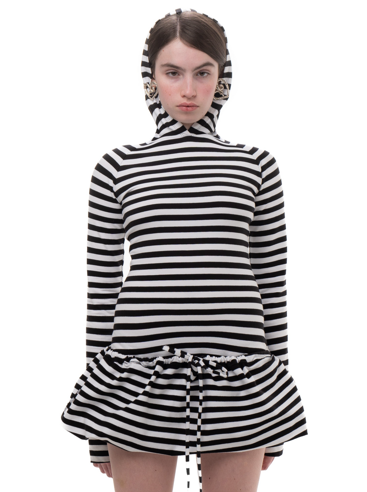 HOOD STRIPED LONGSLEEVE DRESS – Urte Kat